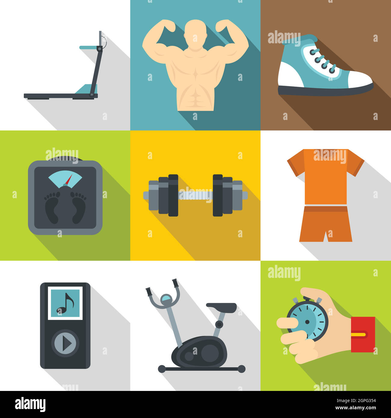 Gym icons set, flat style Stock Vector Image & Art - Alamy