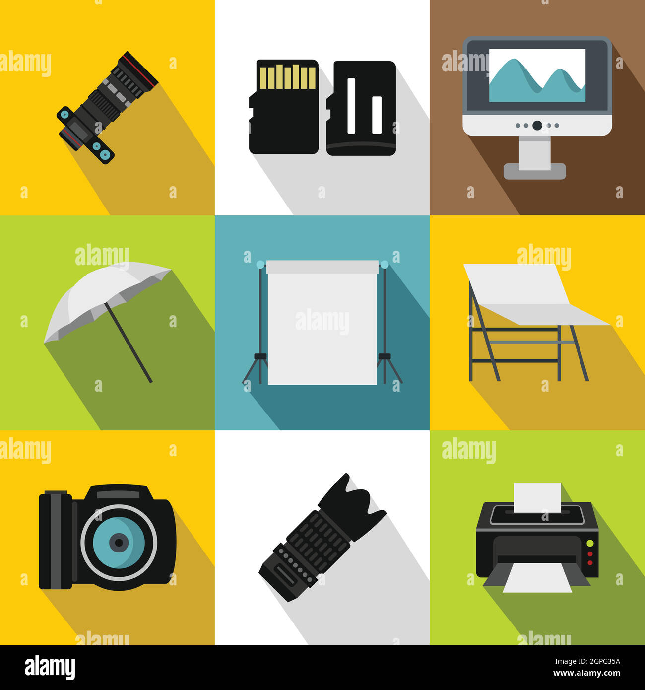 Photo icons set, flat style Stock Vector Image & Art - Alamy