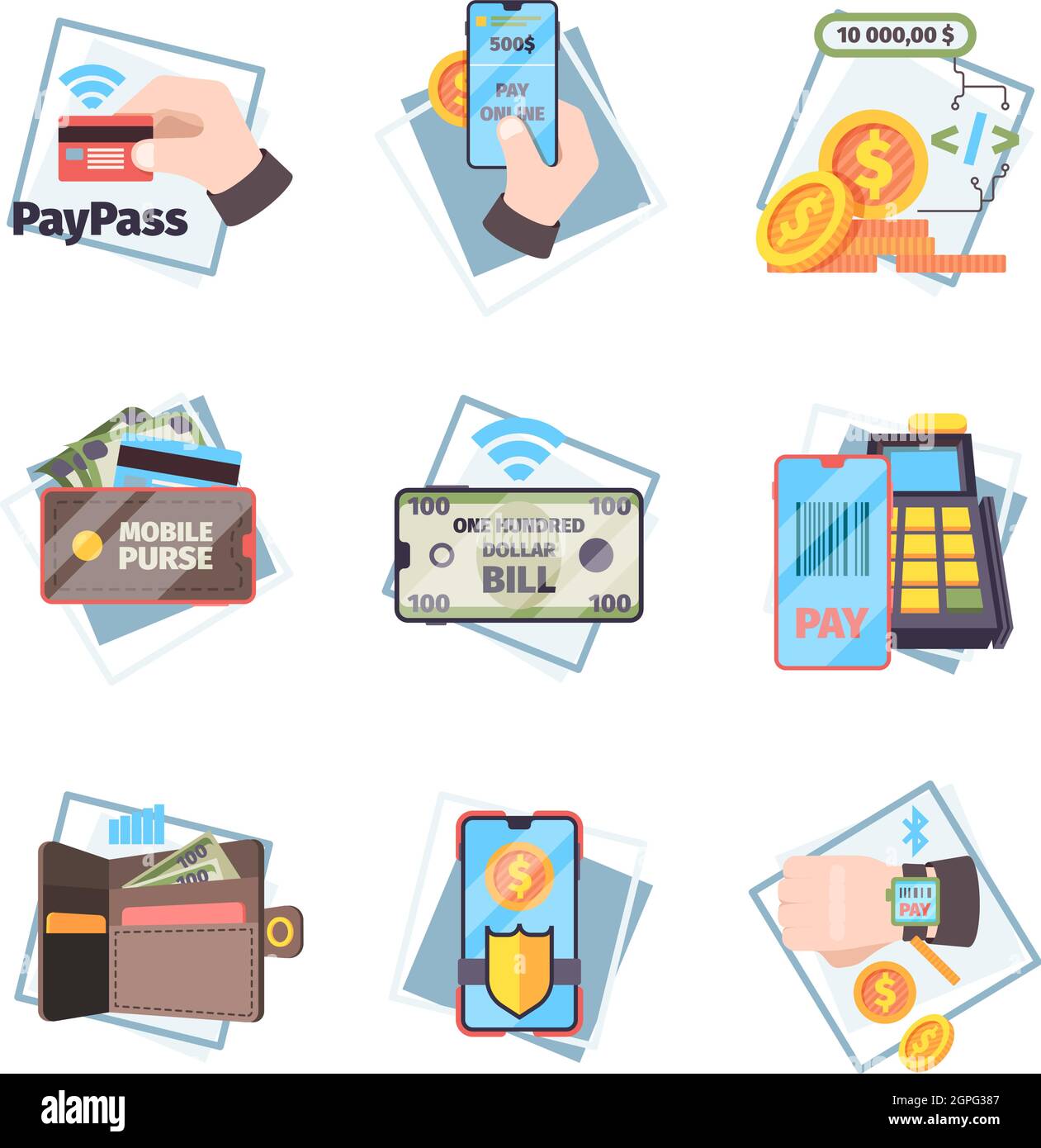 Online payment icons. Nfc innovative mobile transaction internet ...