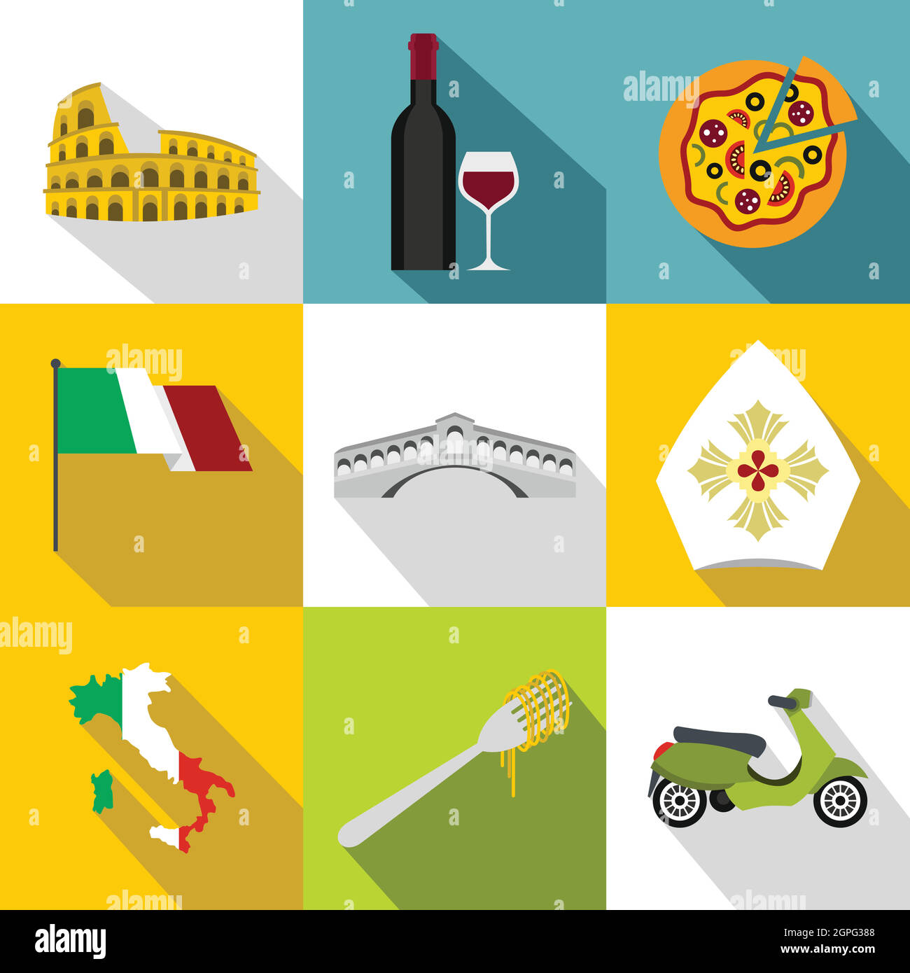 Tourism in Italy icons set, flat style Stock Vector Image & Art - Alamy
