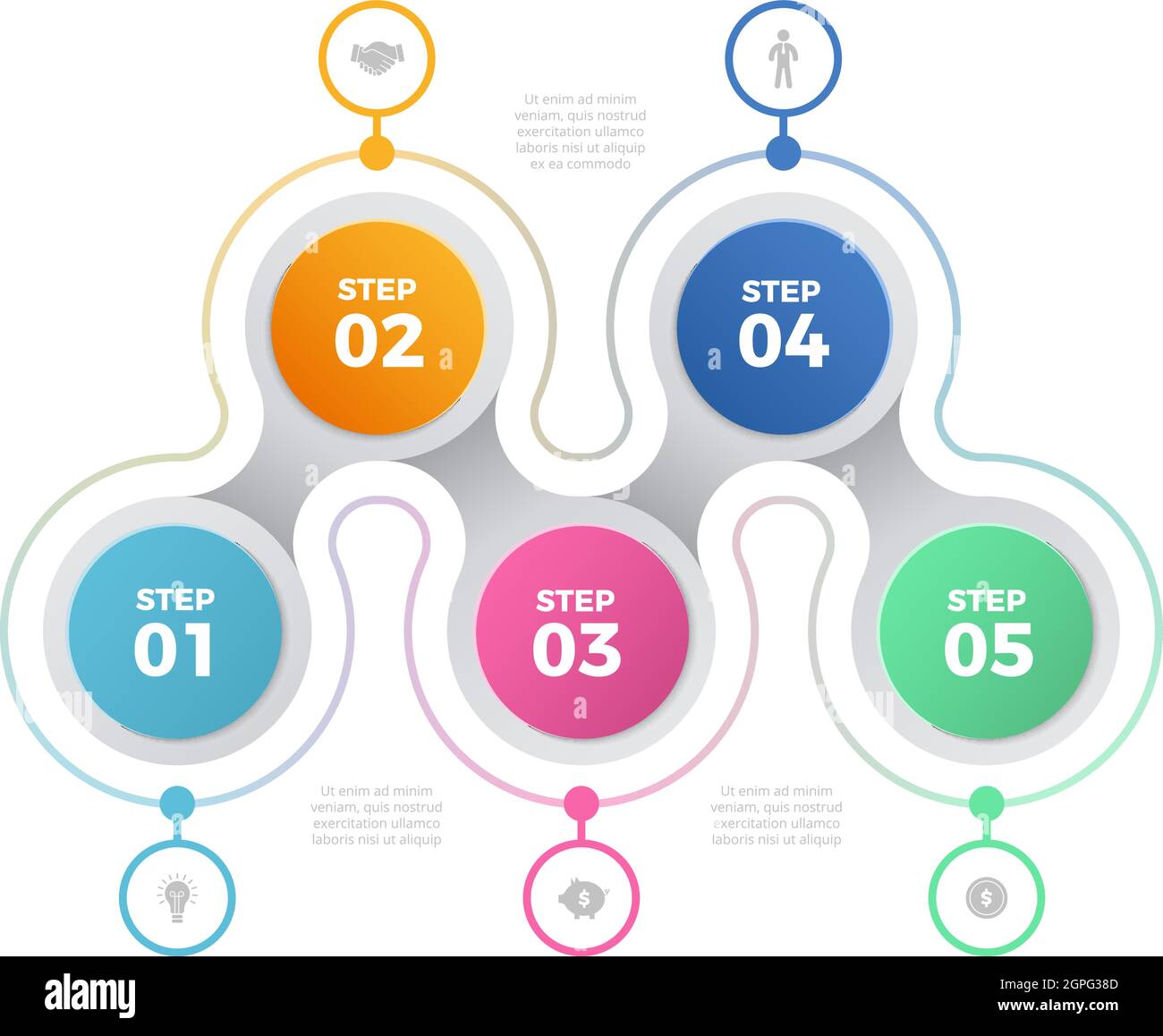 Business infographic steps. Modern templates of info presentation of 3 ...