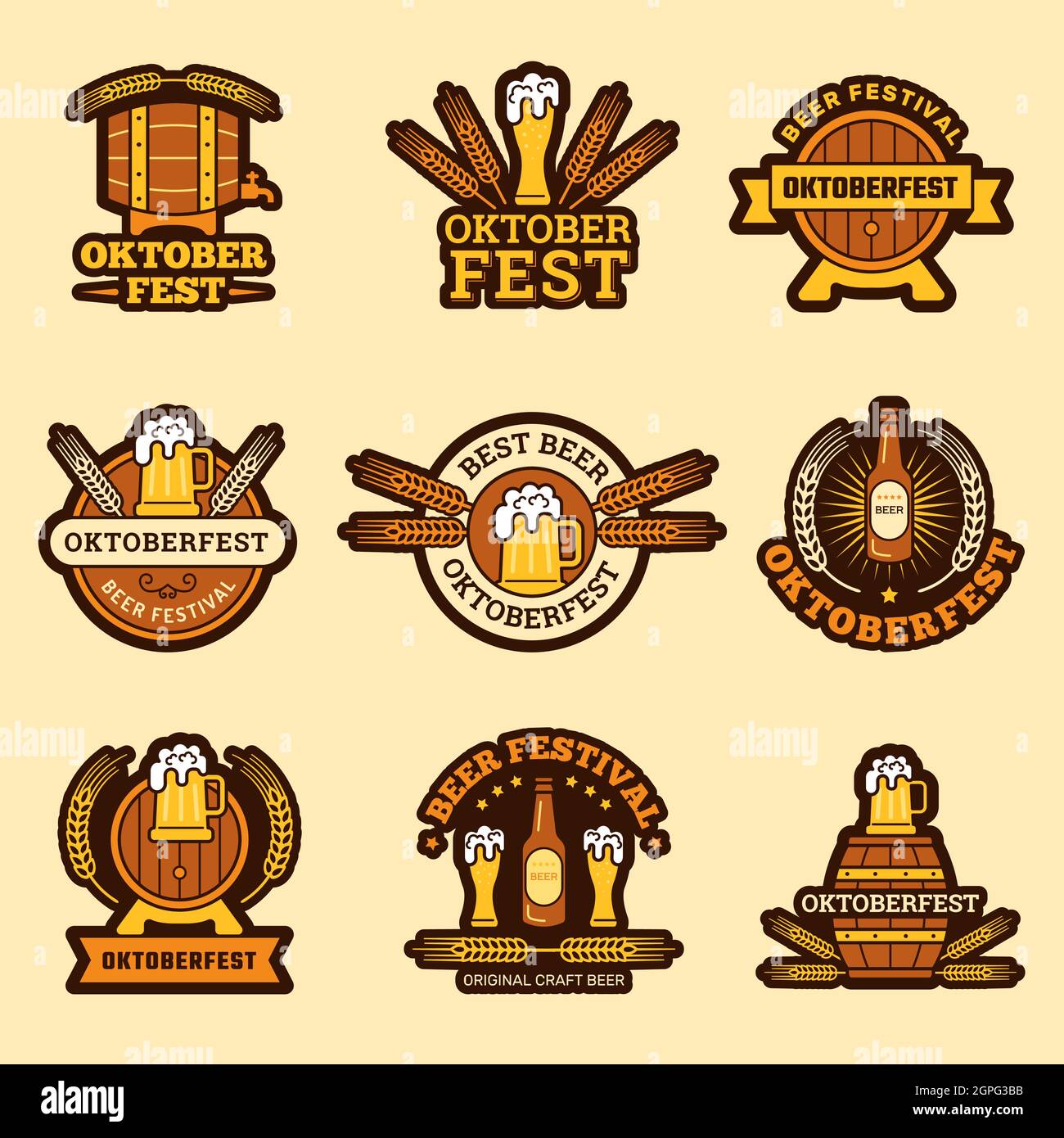 Oktoberfest label beer barrel Stock Vector Images - Alamy