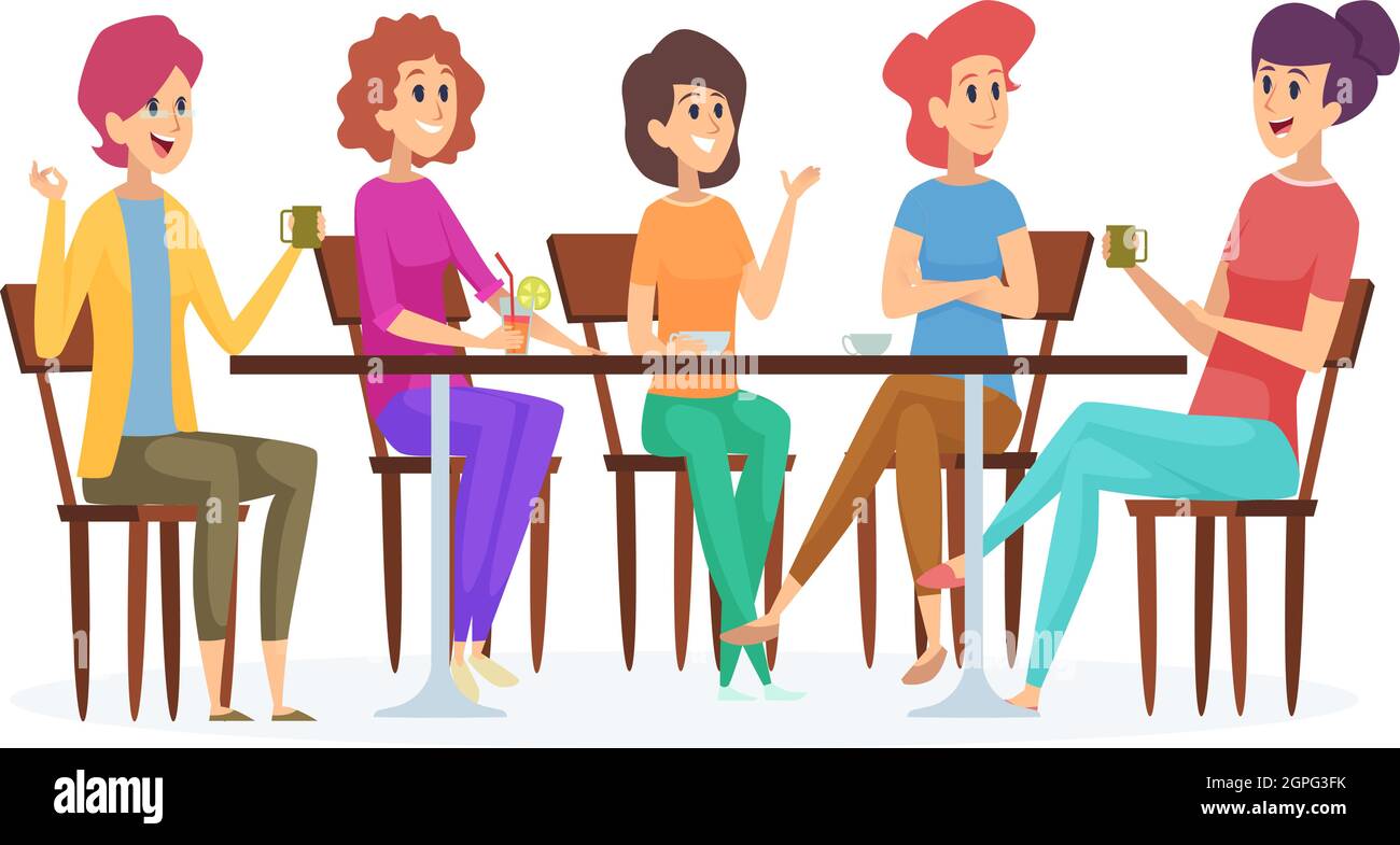 Girlfriends meeting. Cute women party, female with drinks talking and ...