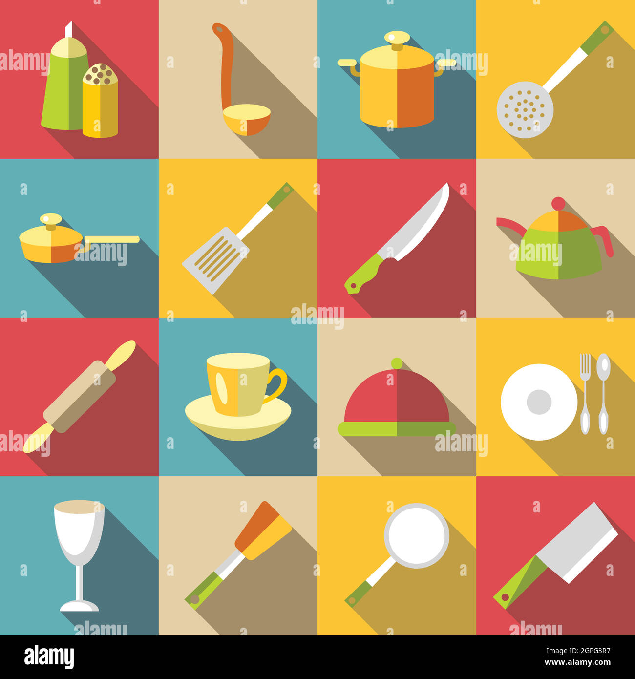 Tableware items icons set, flat style Stock Vector Image & Art - Alamy