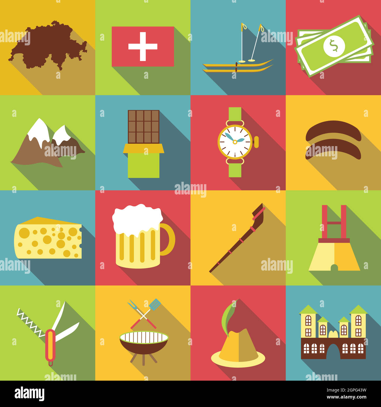 Switzerland travel icons set, flat style Stock Vector Image & Art - Alamy