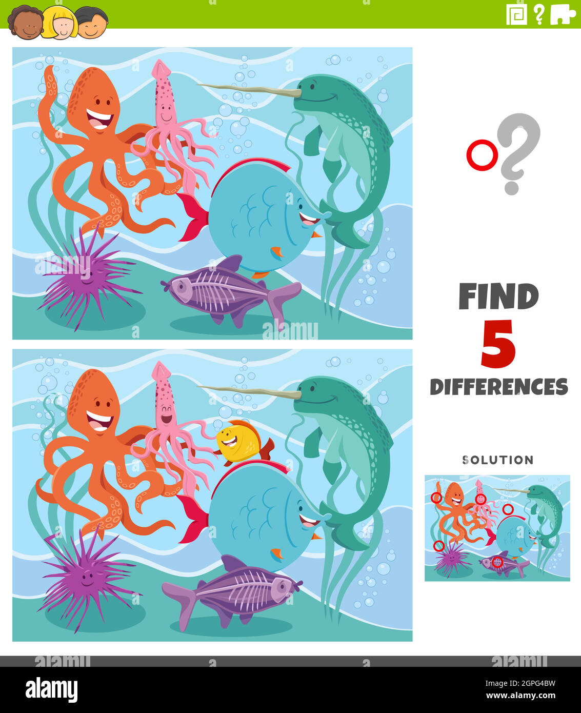 differences educational game with sea animals Stock Vector Image & Art ...