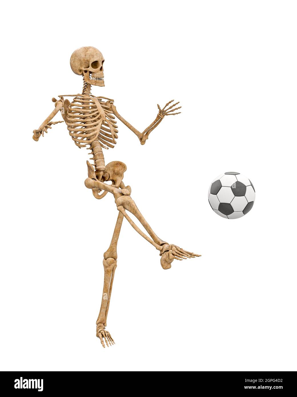 skeleton is kicking the football ball, 3d illustration Stock Photo - Alamy