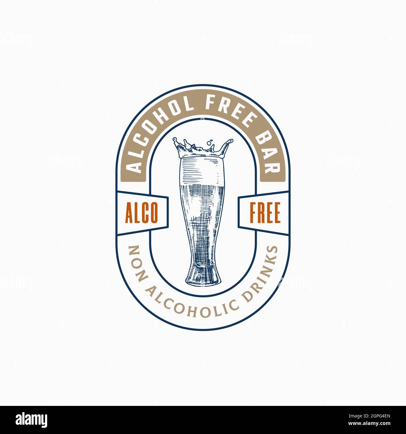 Alcohol Free Bar Abstract Vector Sign, Symbol or Logo Template. Hand ...