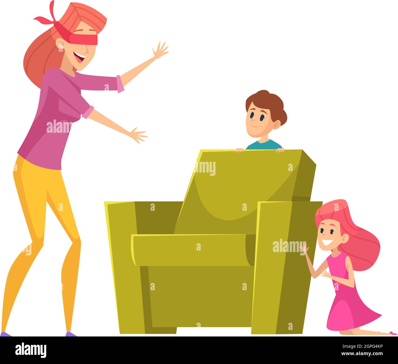 Mother playing with kids. Happy family time, peekaboo game. Mom finding ...