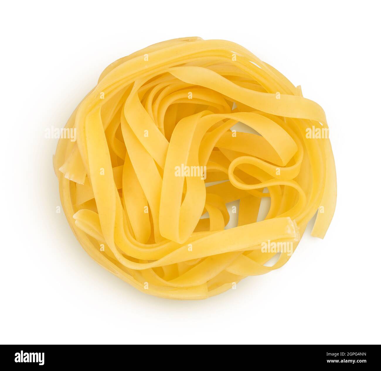 Raw tagliatelle pasta isolated on white background with clipping path ...