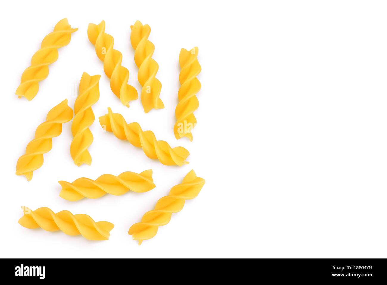 raw Fusilli pasta, isolated on white background with clipping path and ...