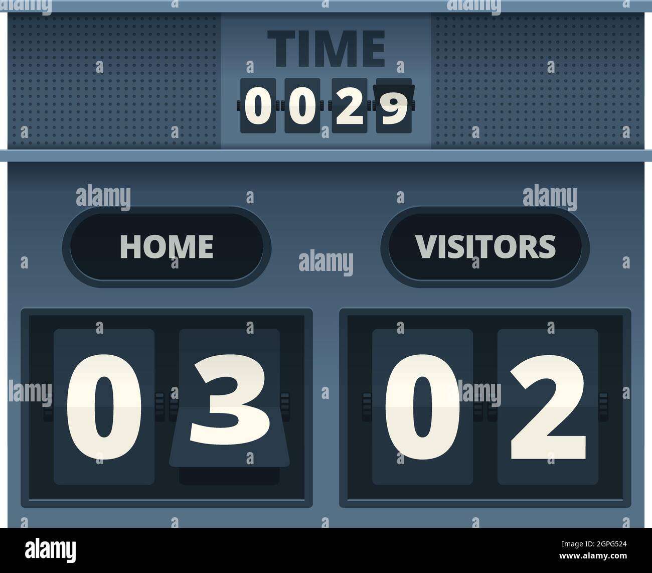 Scoreboard. Mechanical counter with flipping numbers soccer sport ...