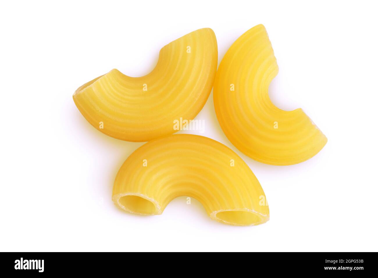 raw macaroni pasta isolated on white background with clipping path and ...