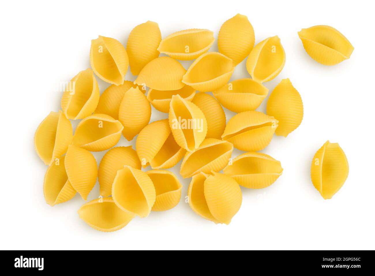 Uncooked dried conchiglie. Raw organic shell pasta isolated on white ...
