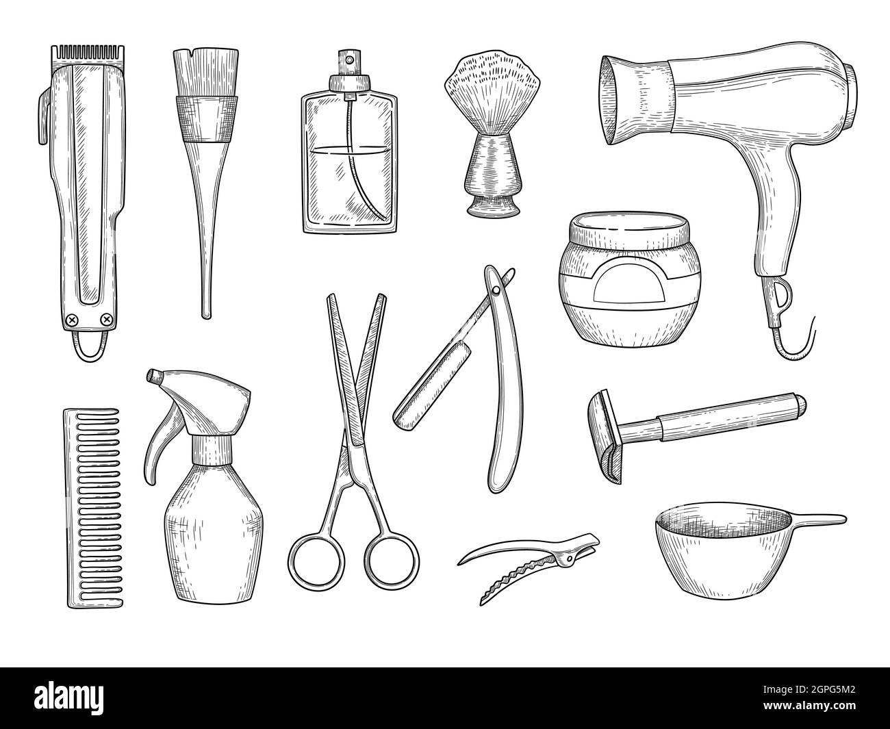 Barber shop items. Scissors comb razor beauty shave salon hair cut ...