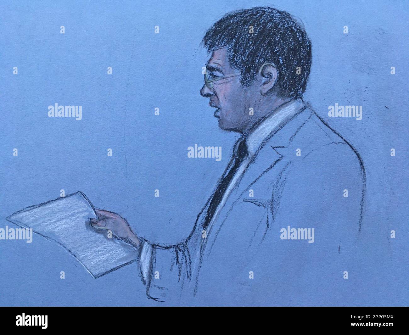 Court artist sketch by Elizabeth Cook of Jeremy Everard, the father of ...