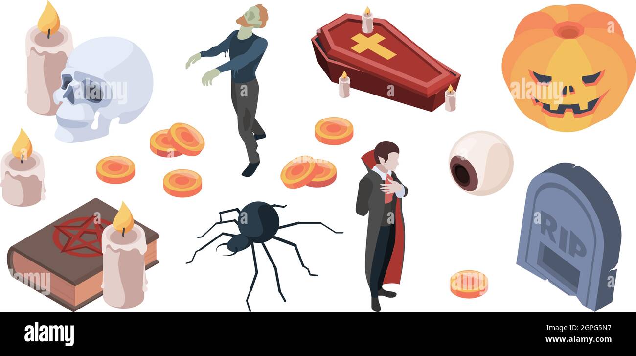 Halloween icons. Items for traditional scary zombie party halloween ...