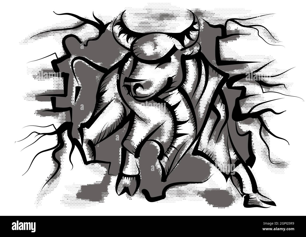bull coming out of the wall Stock Vector Image & Art - Alamy