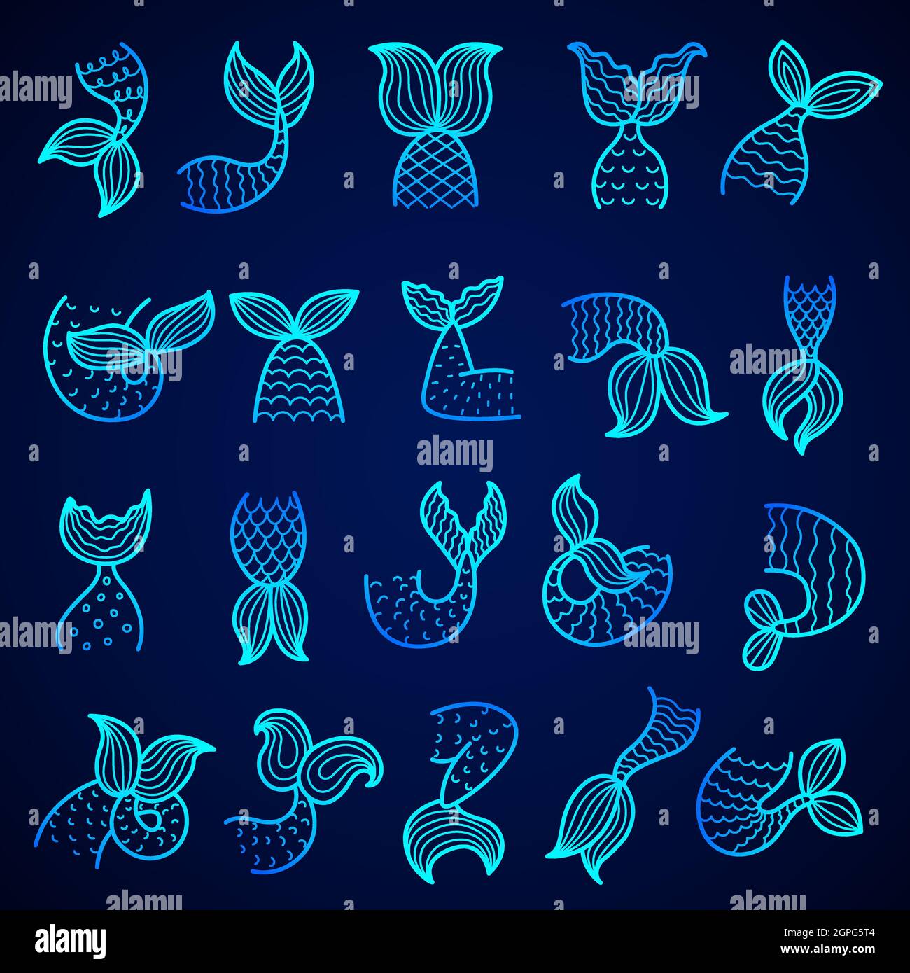 Little cute mermaid with fishes and hi-res stock photography and images ...