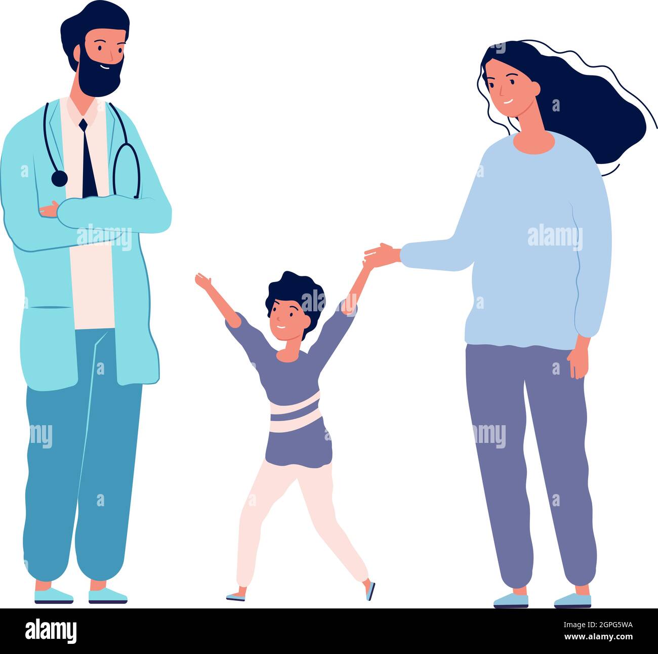 Family doctor. Pediatrician hospital happy boy with mother. Medical ...