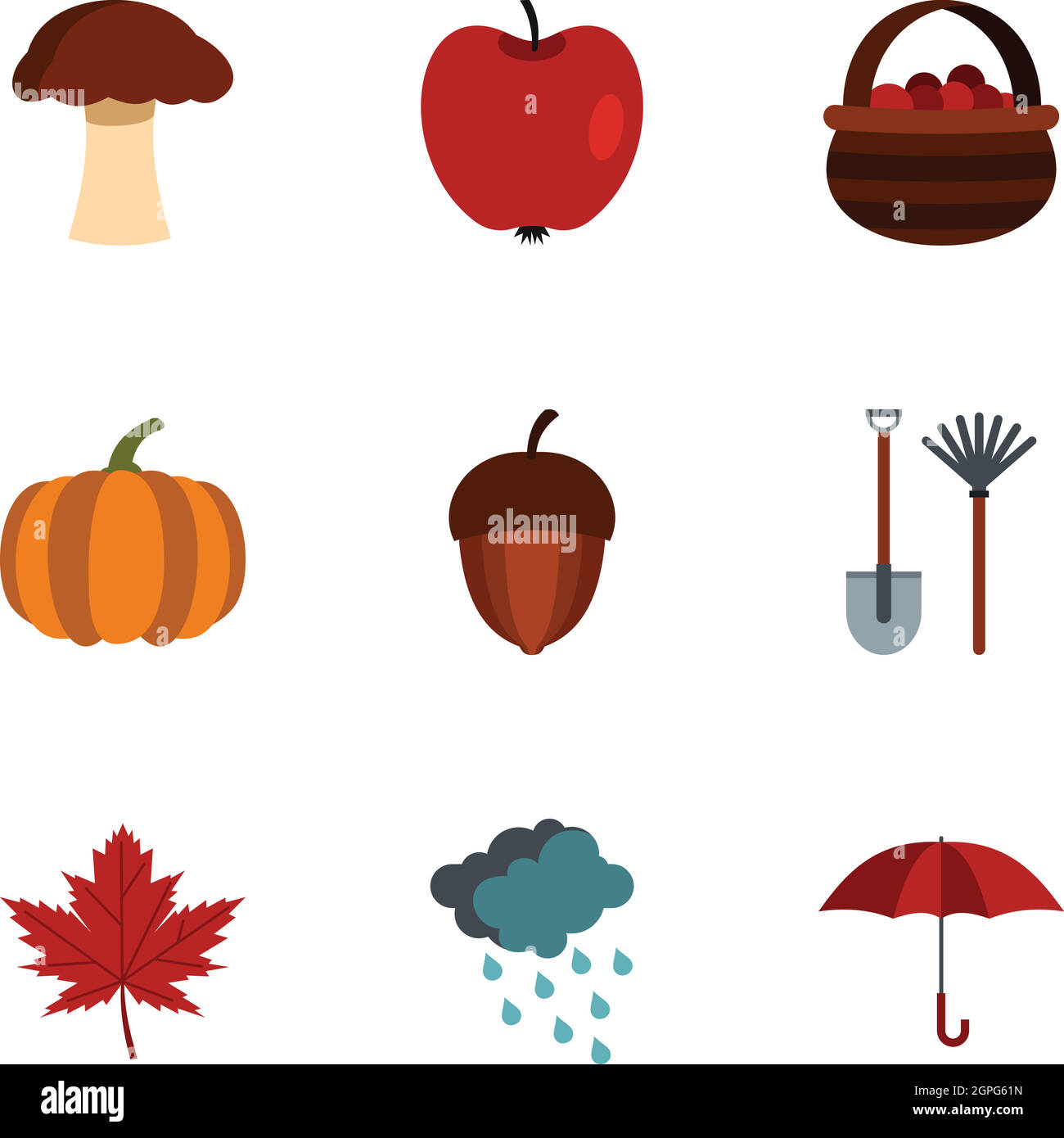 Autumn natural flat set Stock Vector Images - Alamy