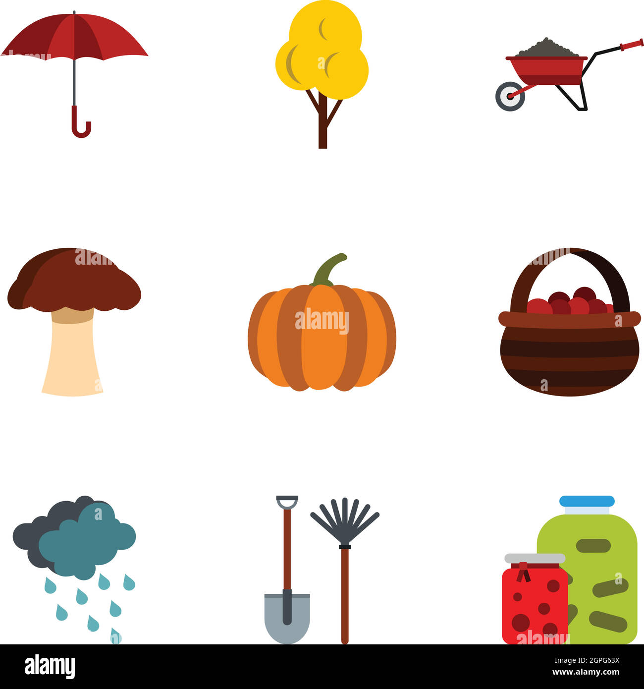 Season of year autumn icons set, flat style Stock Vector Image & Art ...