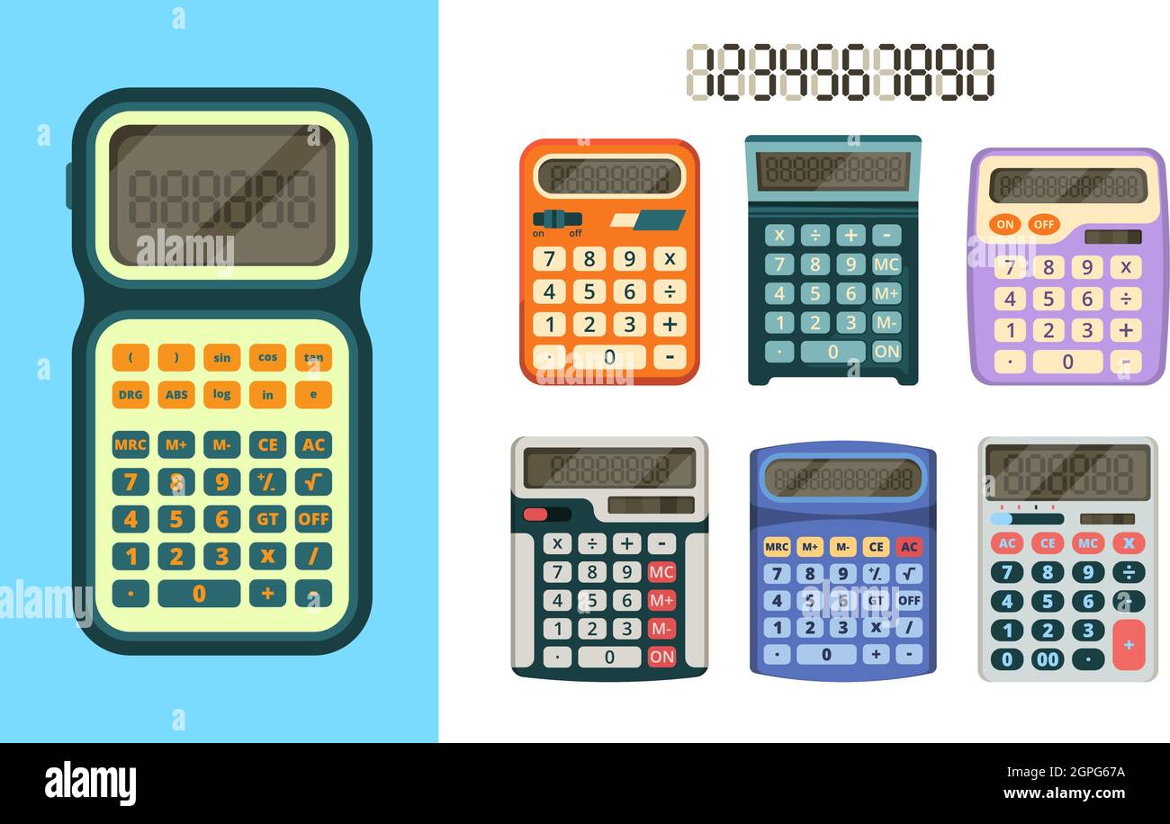 Calculators flat icon. Education tools collection gadgets for ...