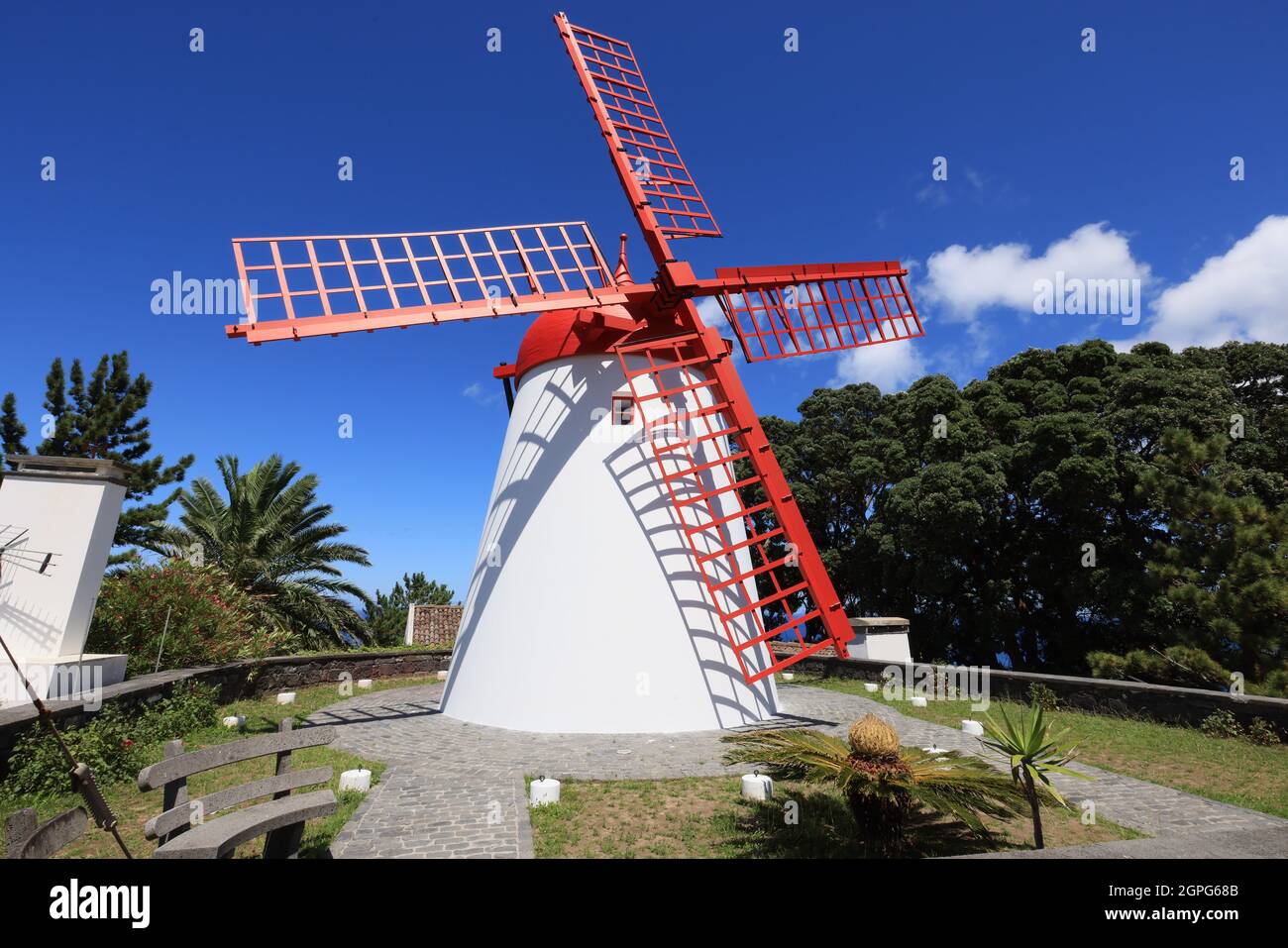Characteristic windmill of Sao Miguel island, Azores Stock Photo - Alamy
