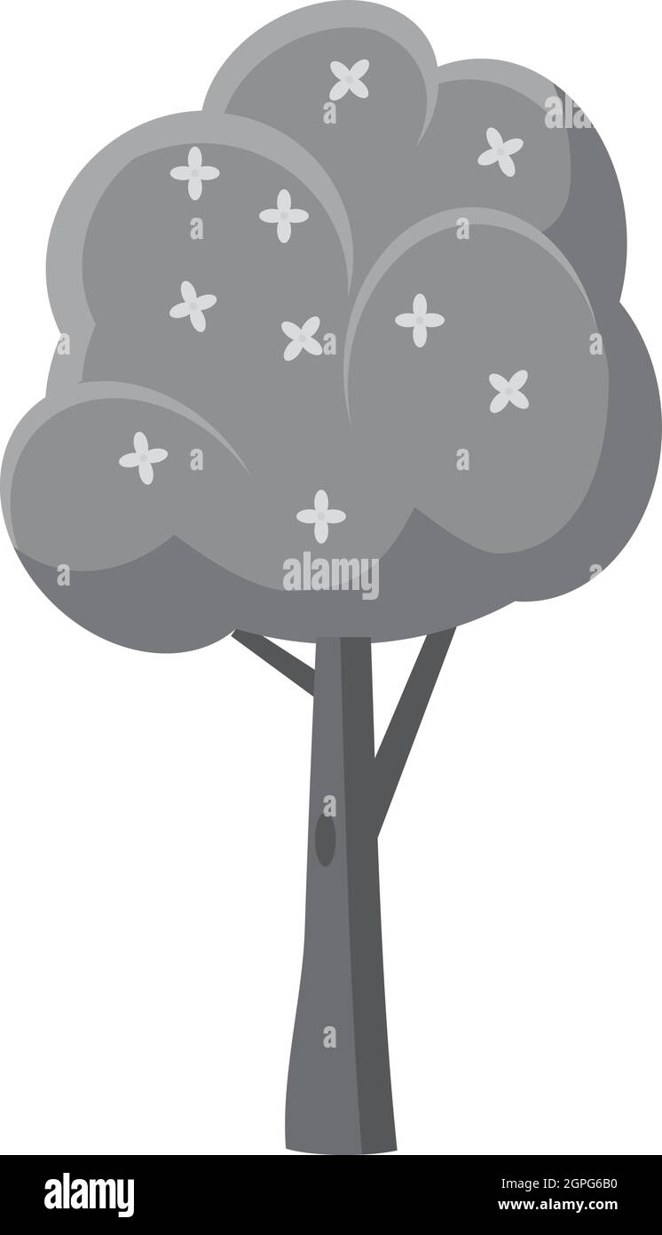 Tree with flowers icon, gray monochrome style Stock Vector Image & Art ...