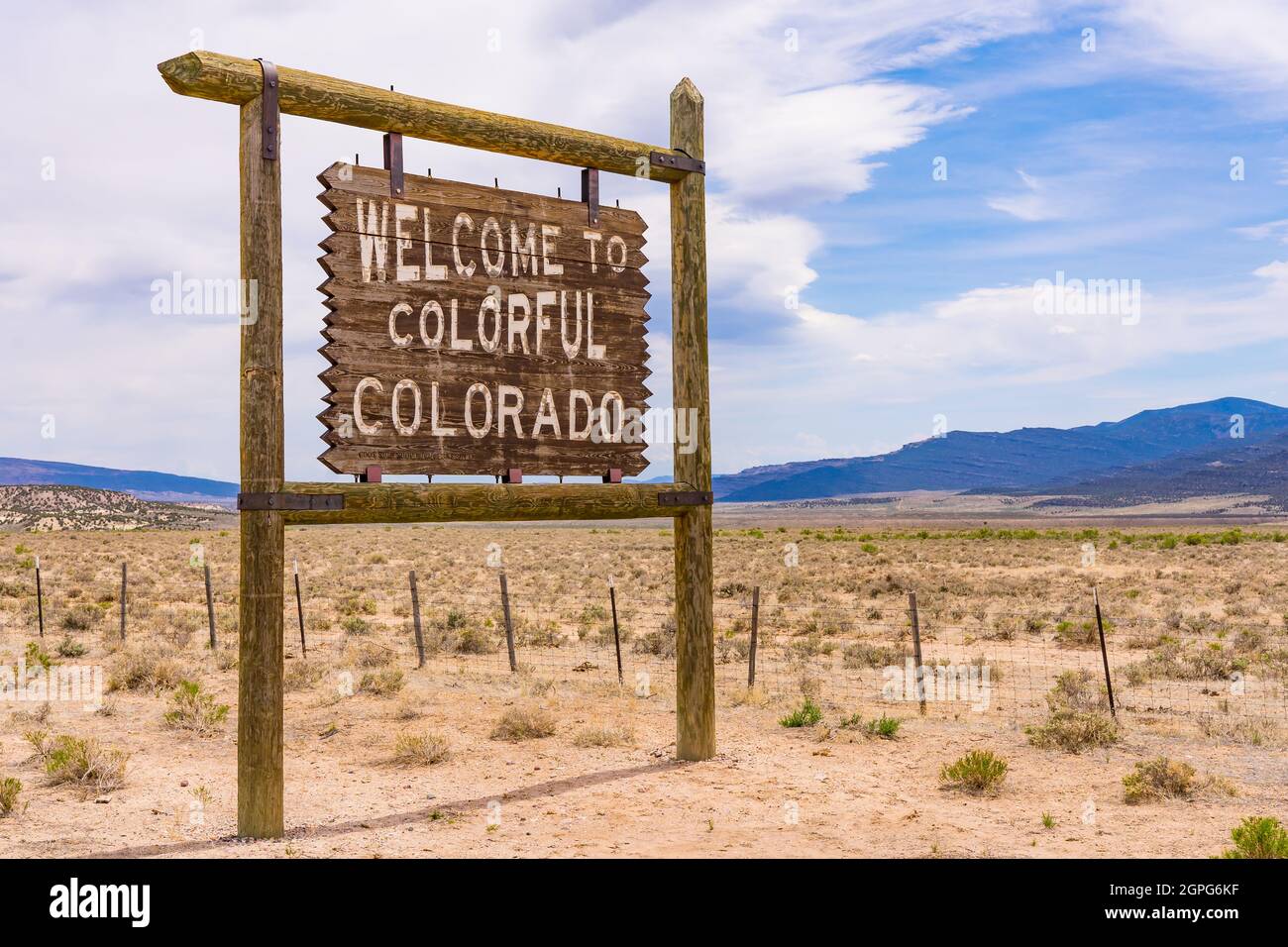 Welcome to colorful Colorado sign along the road at the Colorado and ...