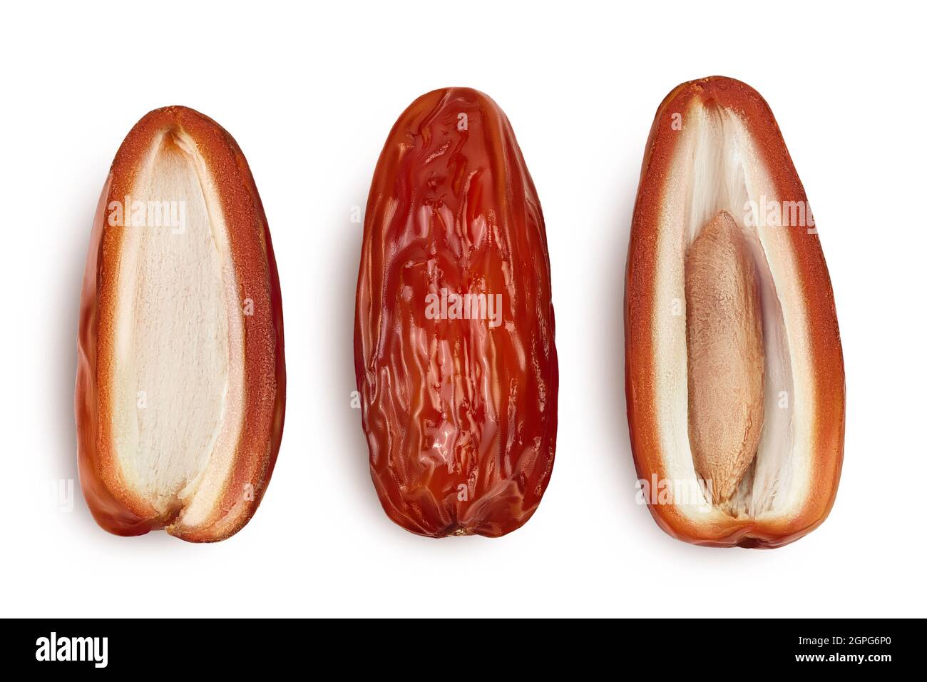 Dates isolated on white background with clipping path. Top view. Flat ...