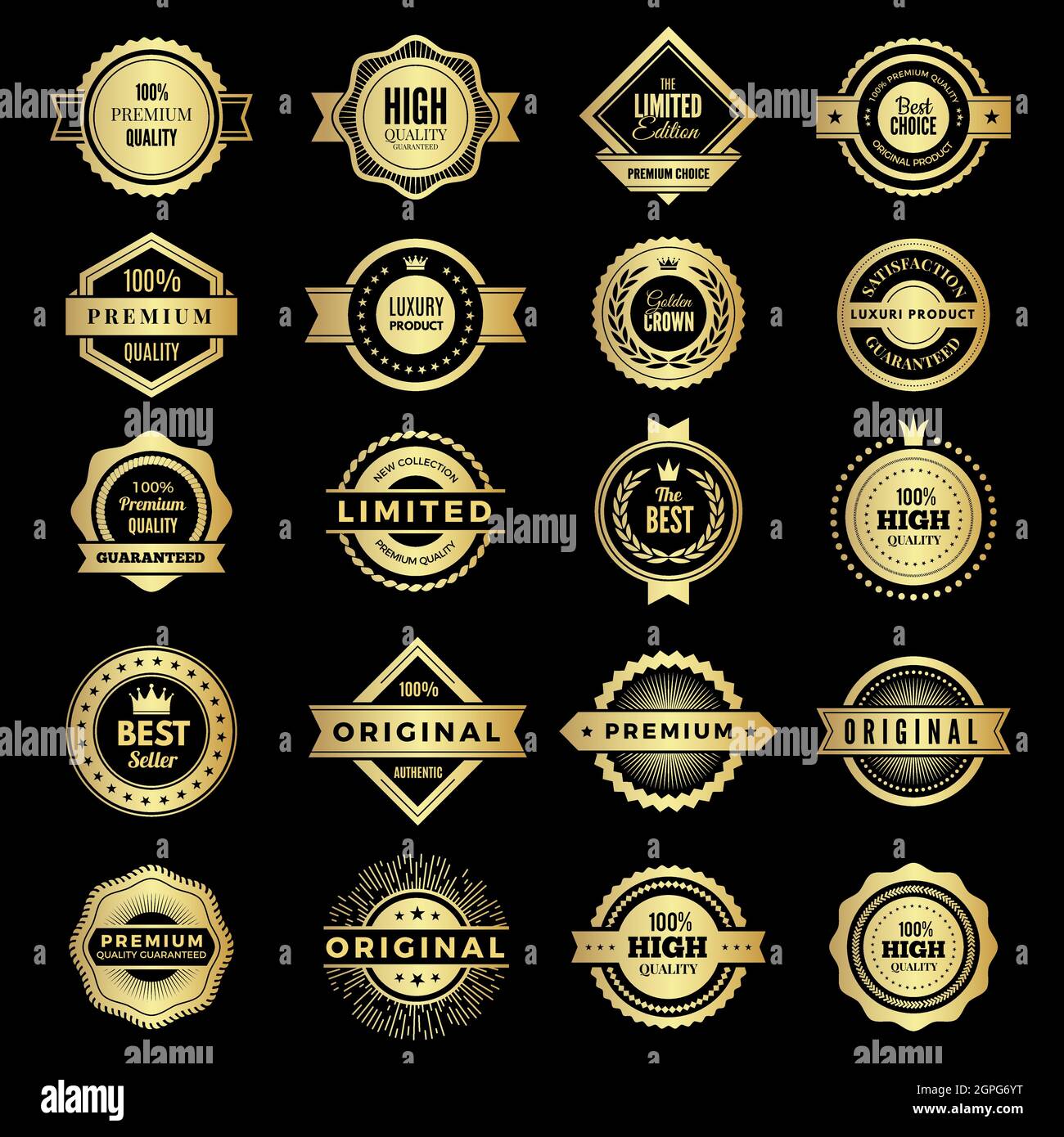Badges collection. Premium promo high quality logos or badges warranty stamps vector shapes ...