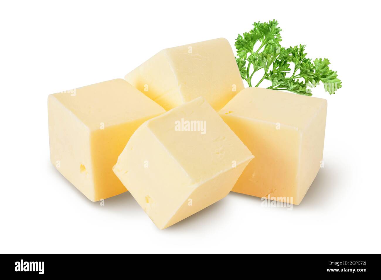 butter cube isolated on white background with clipping path and full ...