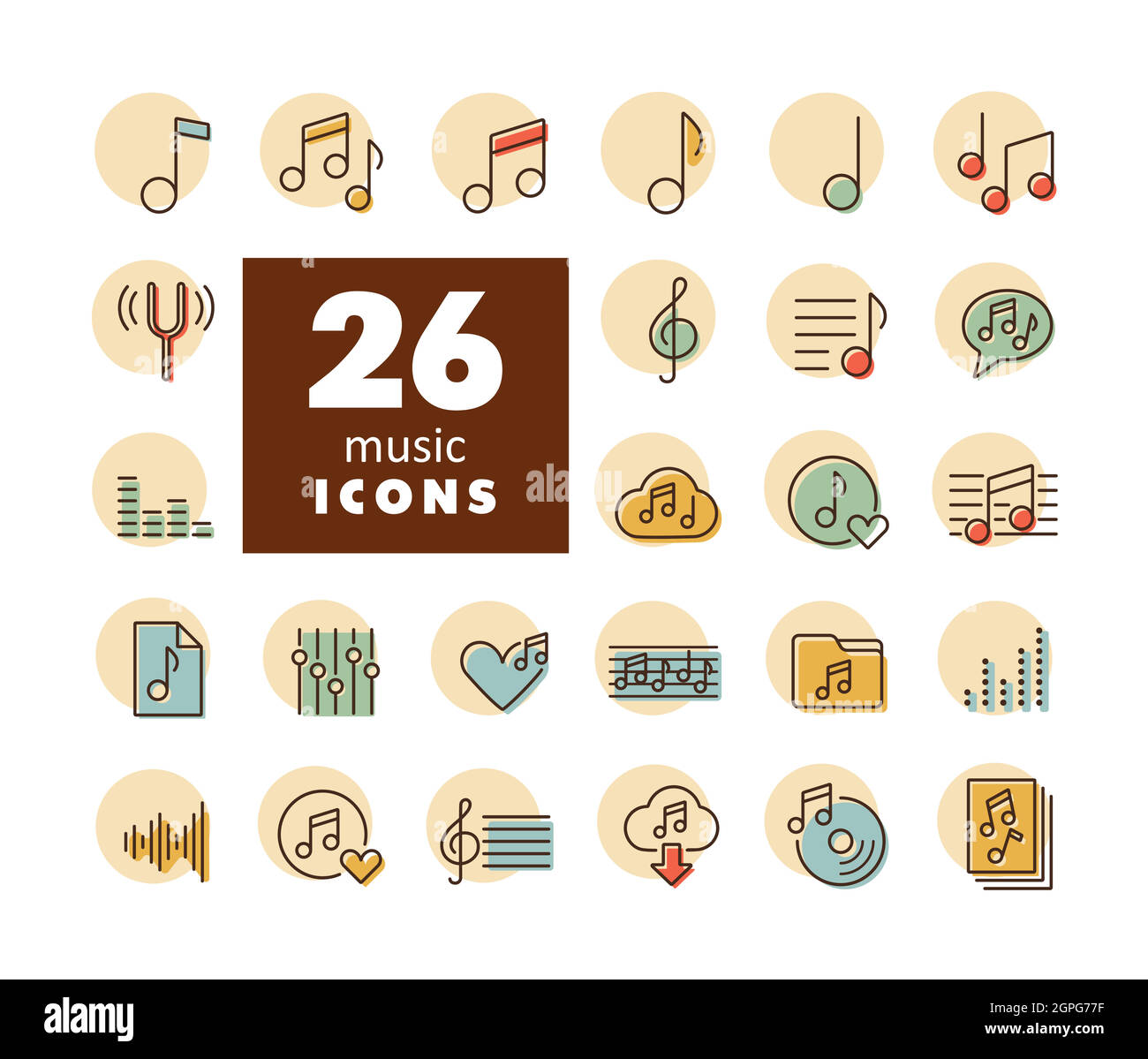 Music notes flat vector icons set Stock Vector Image & Art - Alamy