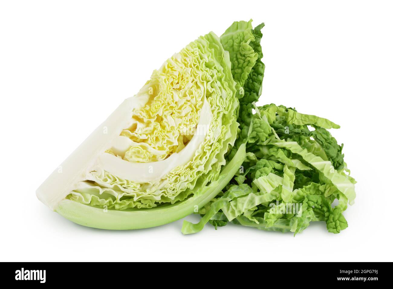 Savoy cabbage slice isolated on white background with clipping path and full depth of field ...
