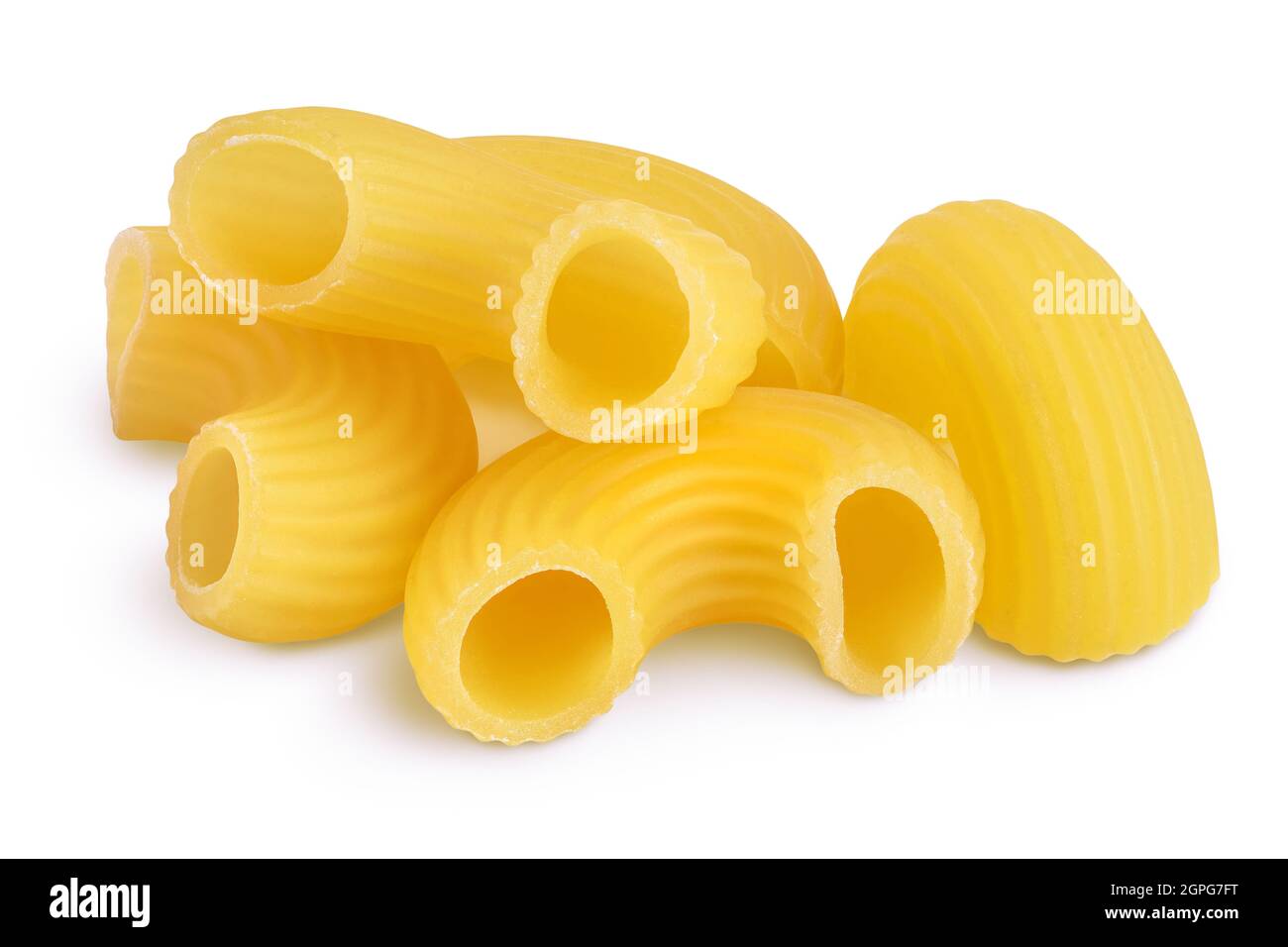raw macaroni pasta isolated on white background with clipping path and ...
