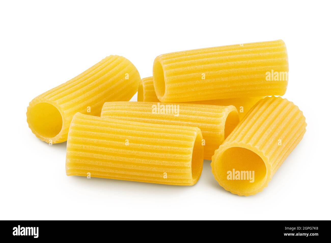 raw italian Rigatoni pasta isolated on white background with clipping ...