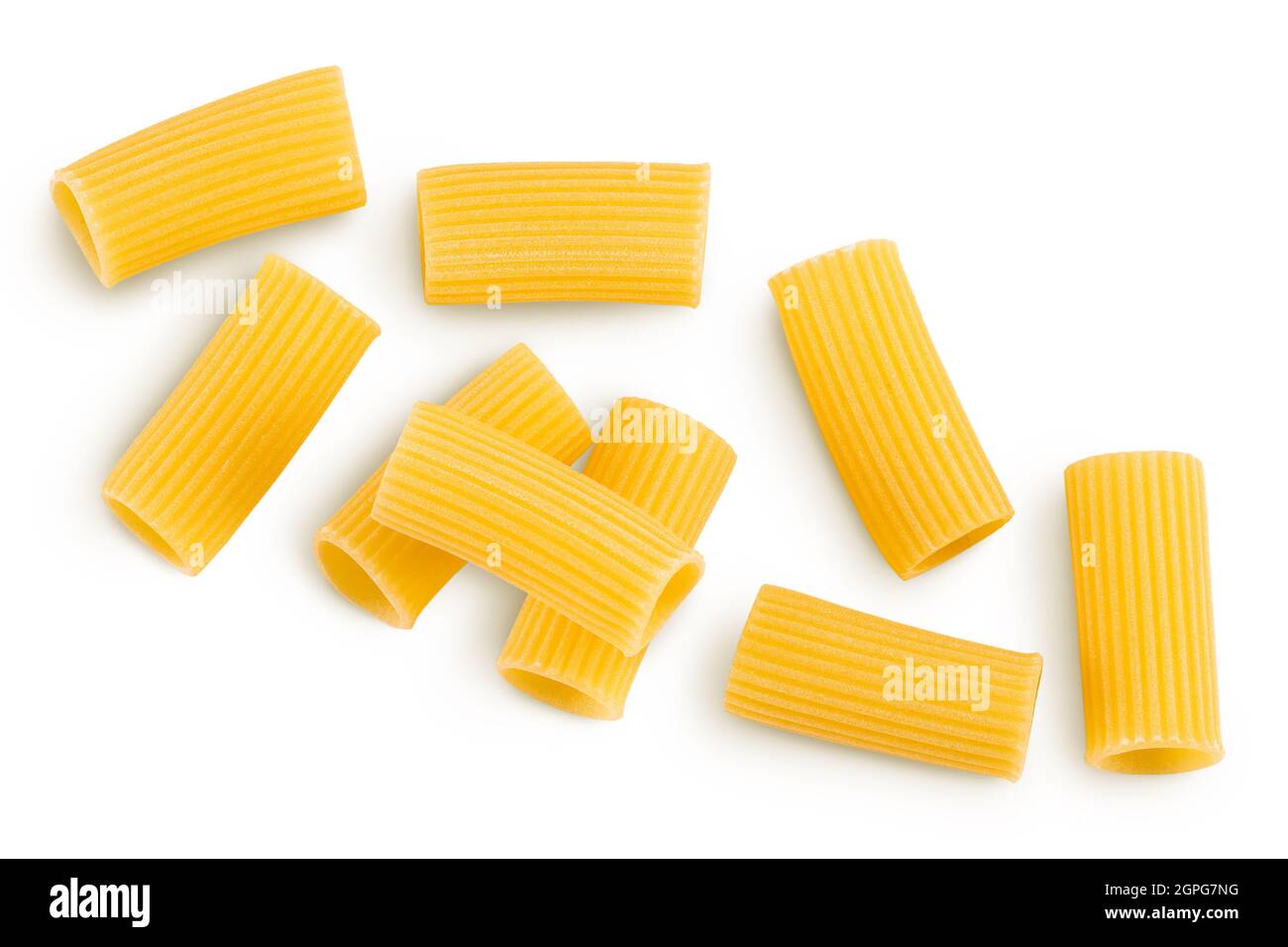 raw italian Rigatoni pasta isolated on white background with clipping ...