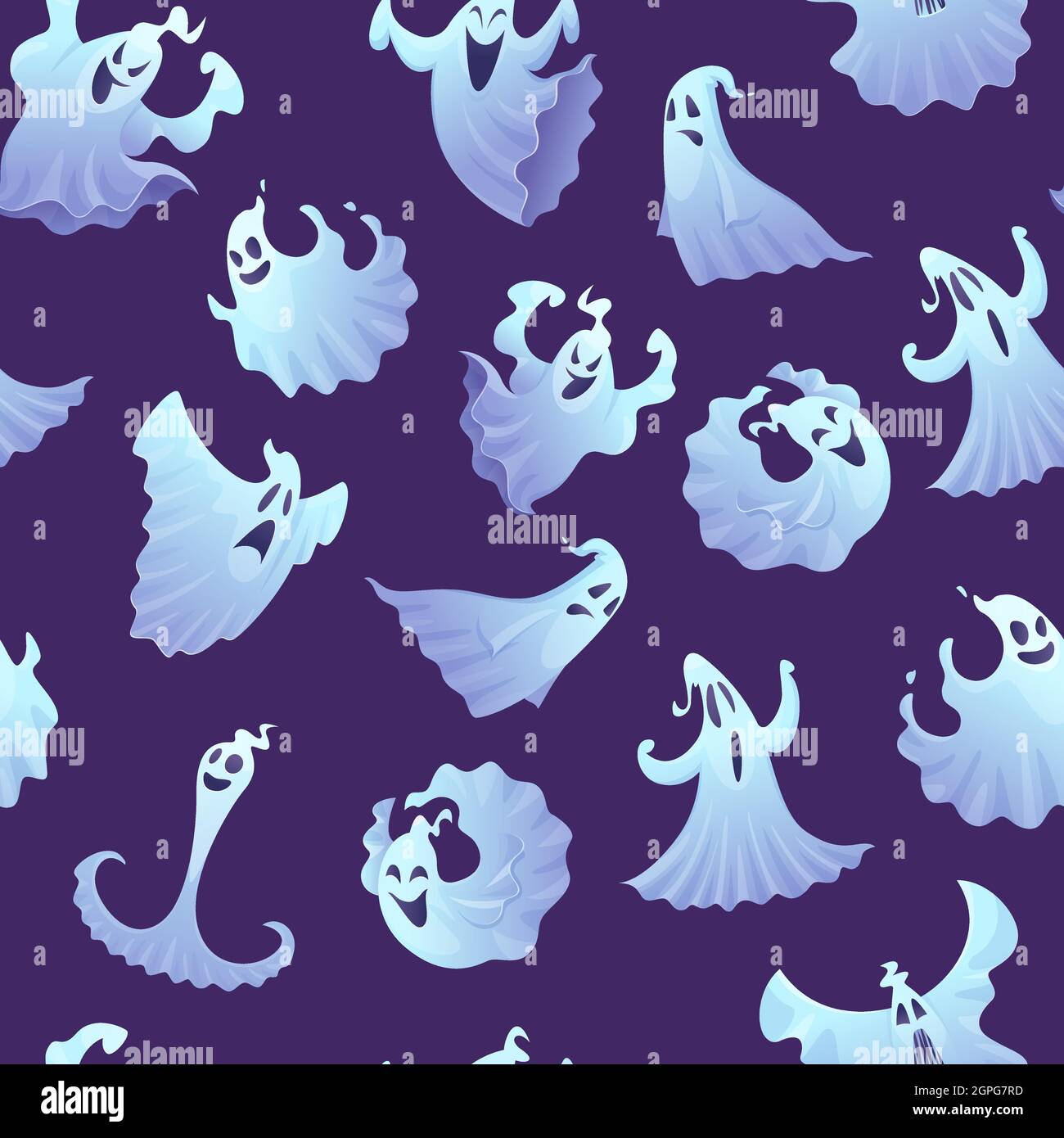 Ghost pattern. Spooky poltergeist or little ghosts halloween illustrations for textile design ...