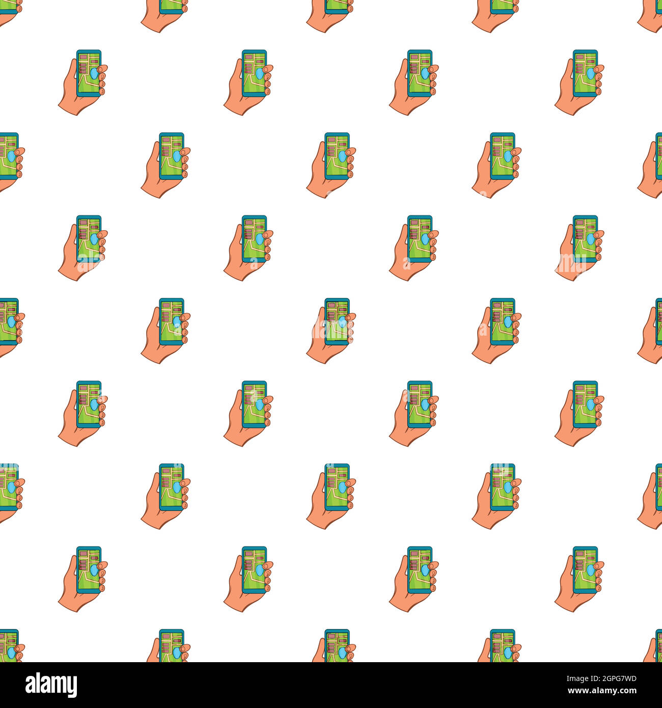 Hand holding phone with GPS pattern, cartoon style Stock Vector Image ...