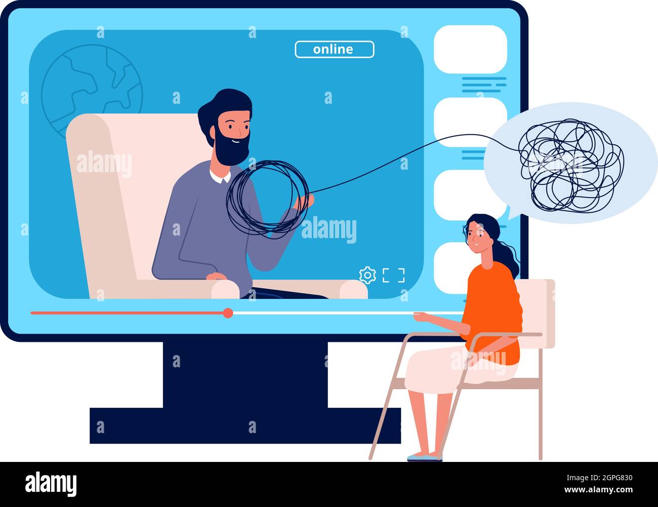 Online psychotherapy. Psychologist consultation, adult web mental ...