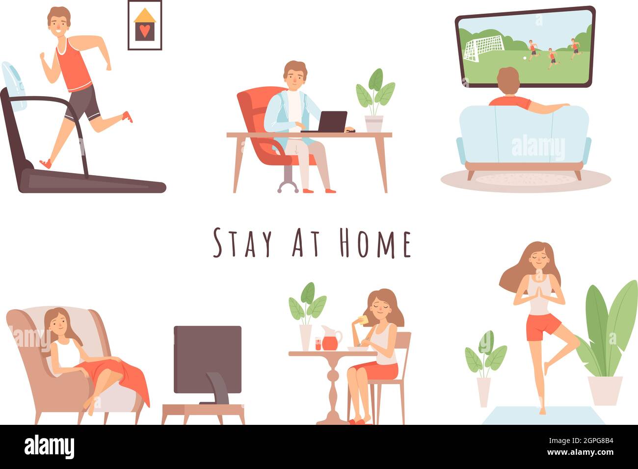 Stay at home. House relaxing, man woman weekend. People watch tv ...