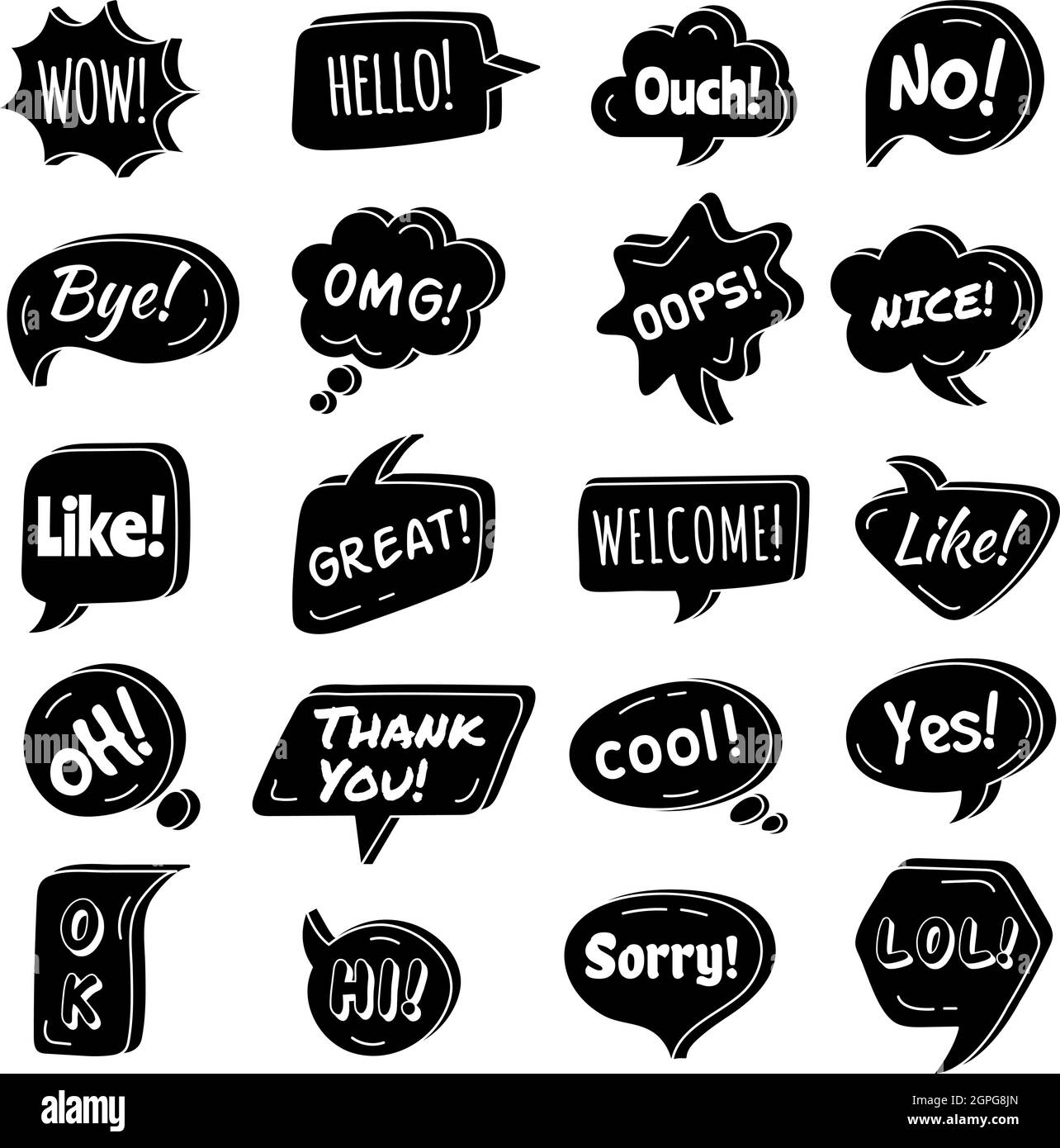 Talking phrase. Speech bubbles circle shapes with dialogue simple ...