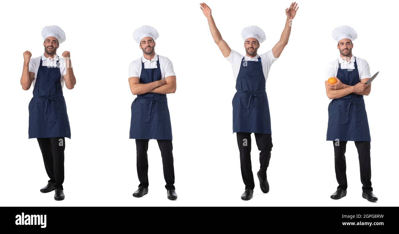 Set of full length portraits of portraits of chef cook man isolated on ...
