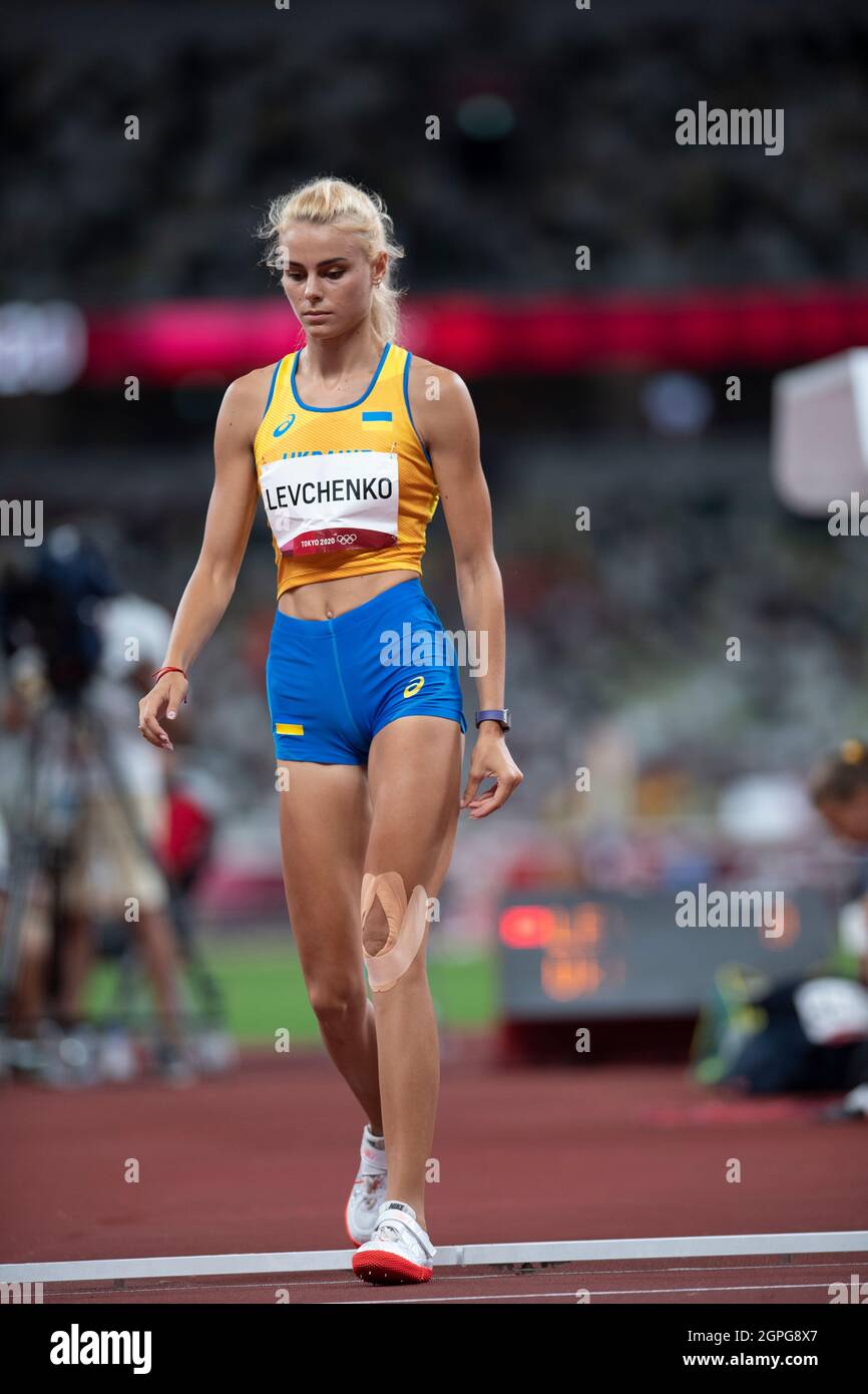 Yuliya Levchenko participating in high jump at the Tokyo 2020 Olympic ...