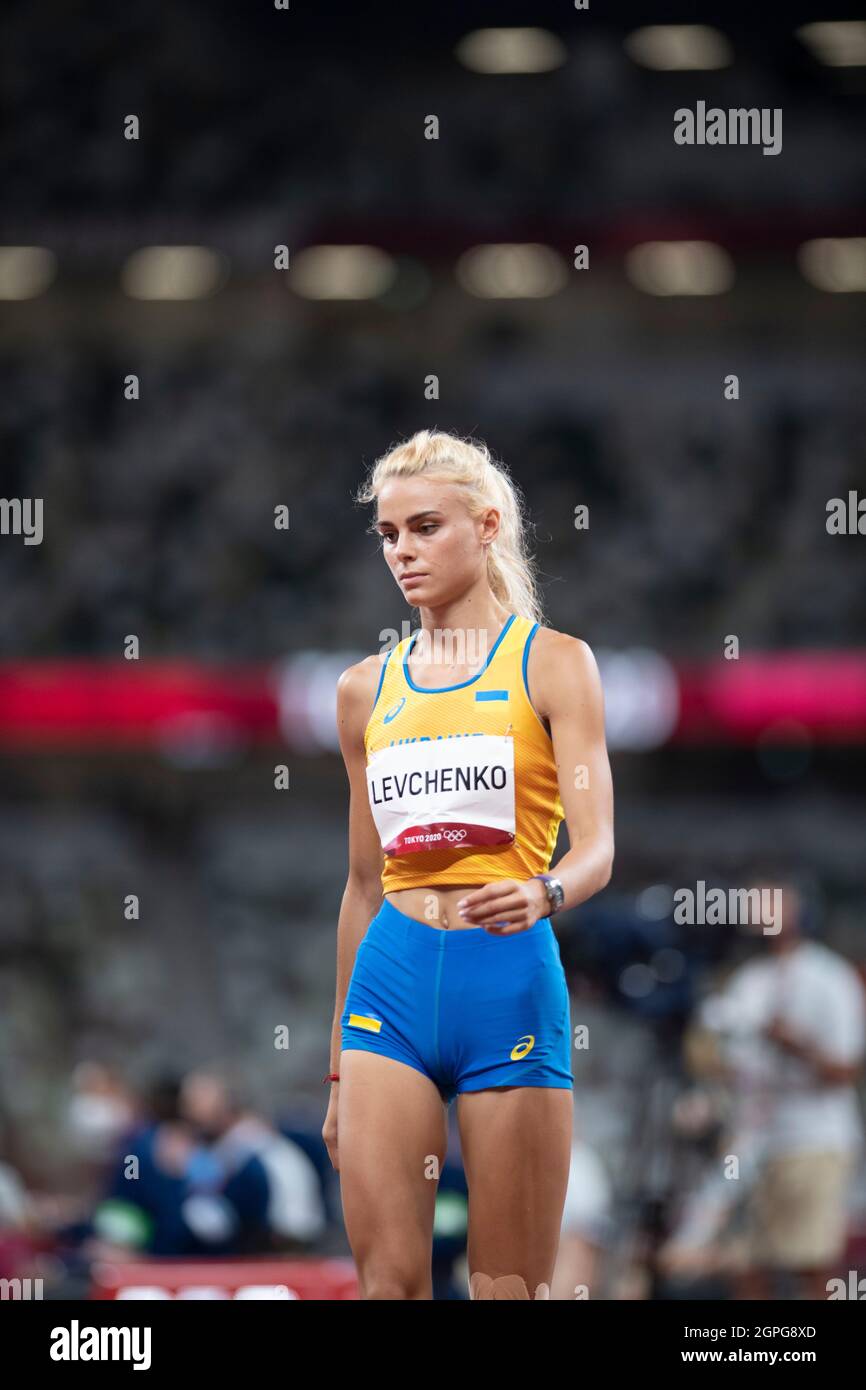 Yuliya Levchenko participating in high jump at the Tokyo 2020 Olympic ...