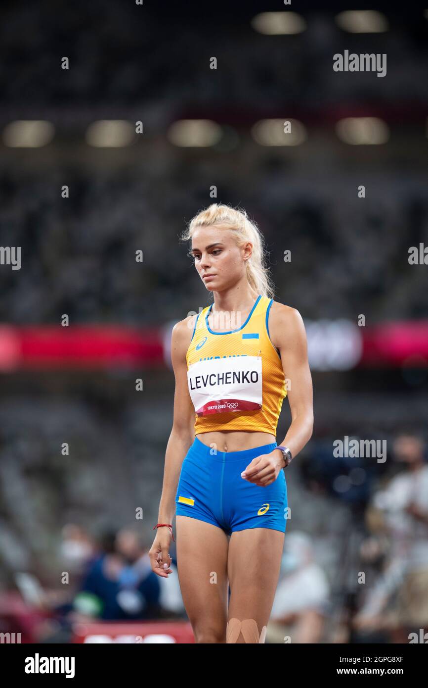 Yuliya Levchenko participating in high jump at the Tokyo 2020 Olympic ...