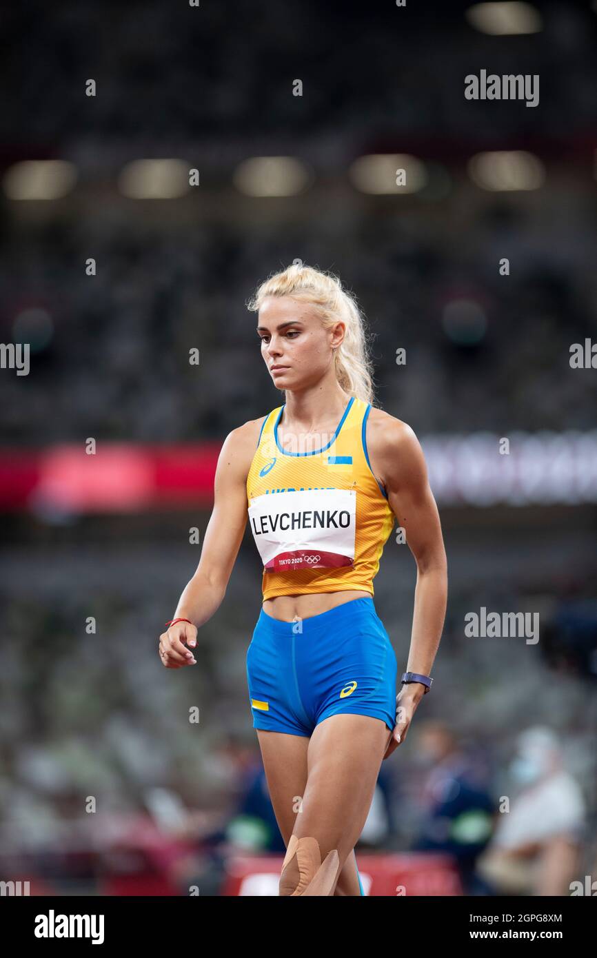 Yuliya Levchenko participating in high jump at the Tokyo 2020 Olympic ...