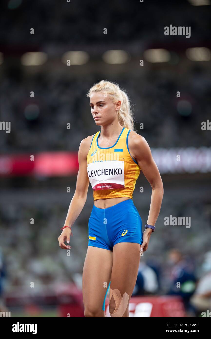 Yuliya Levchenko participating in high jump at the Tokyo 2020 Olympic ...