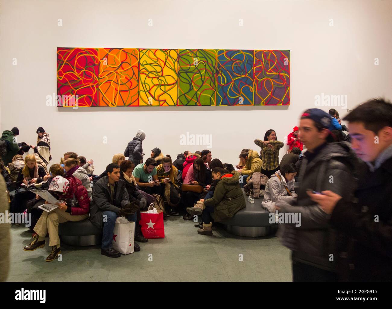 crowd waiting in lobby of Museum of Modern Art Manhattan NYC Stock ...